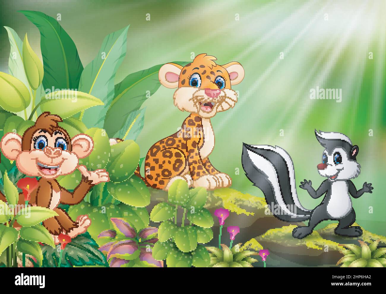 Nature scene with wild animals cartoon Stock Vector Image & Art - Alamy