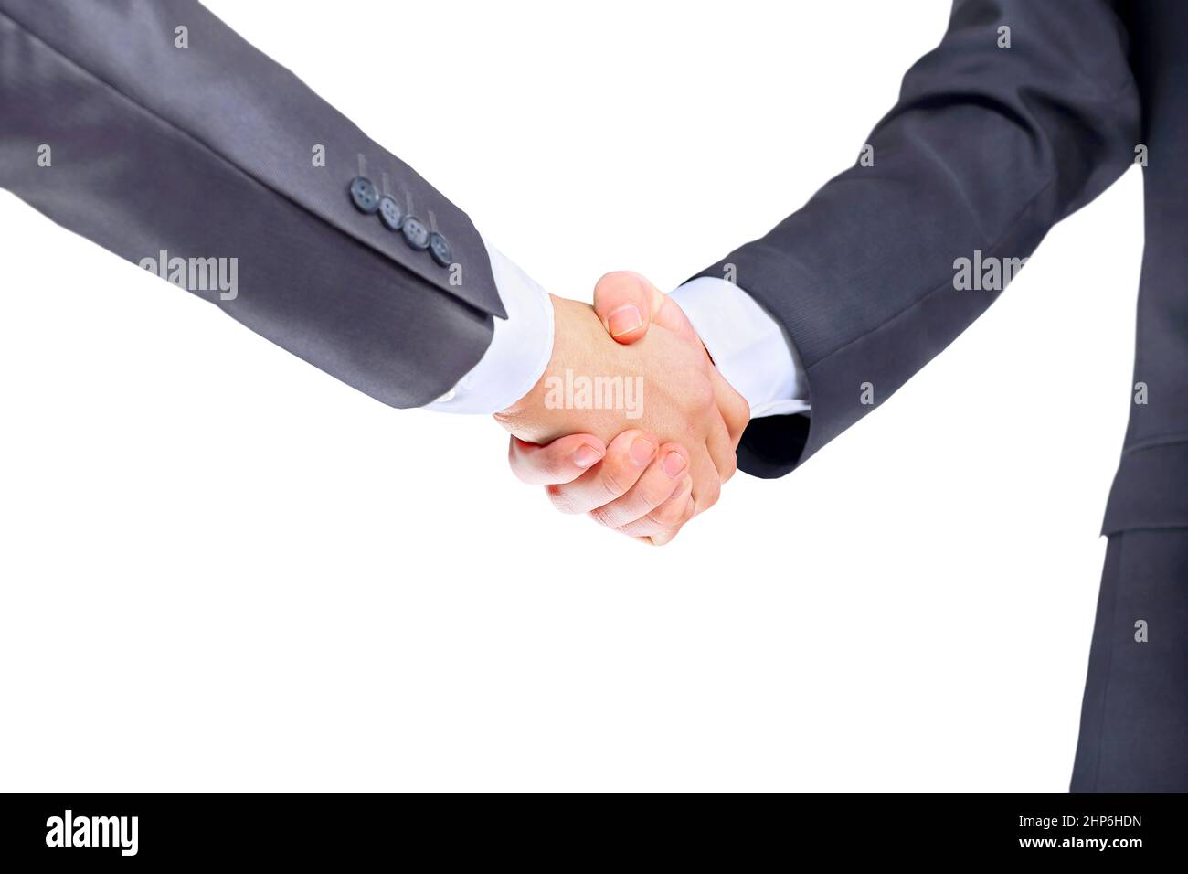 Photo of handshake of business partners after signing promising ...