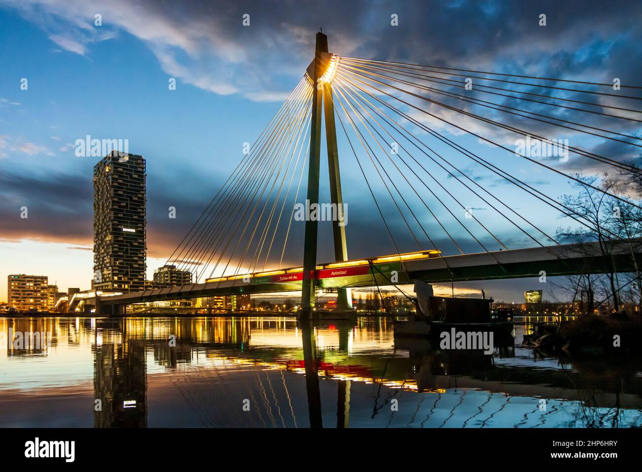 Wien, Vienna: river Donau (Danube), high-rise Marina Tower, subway ...
