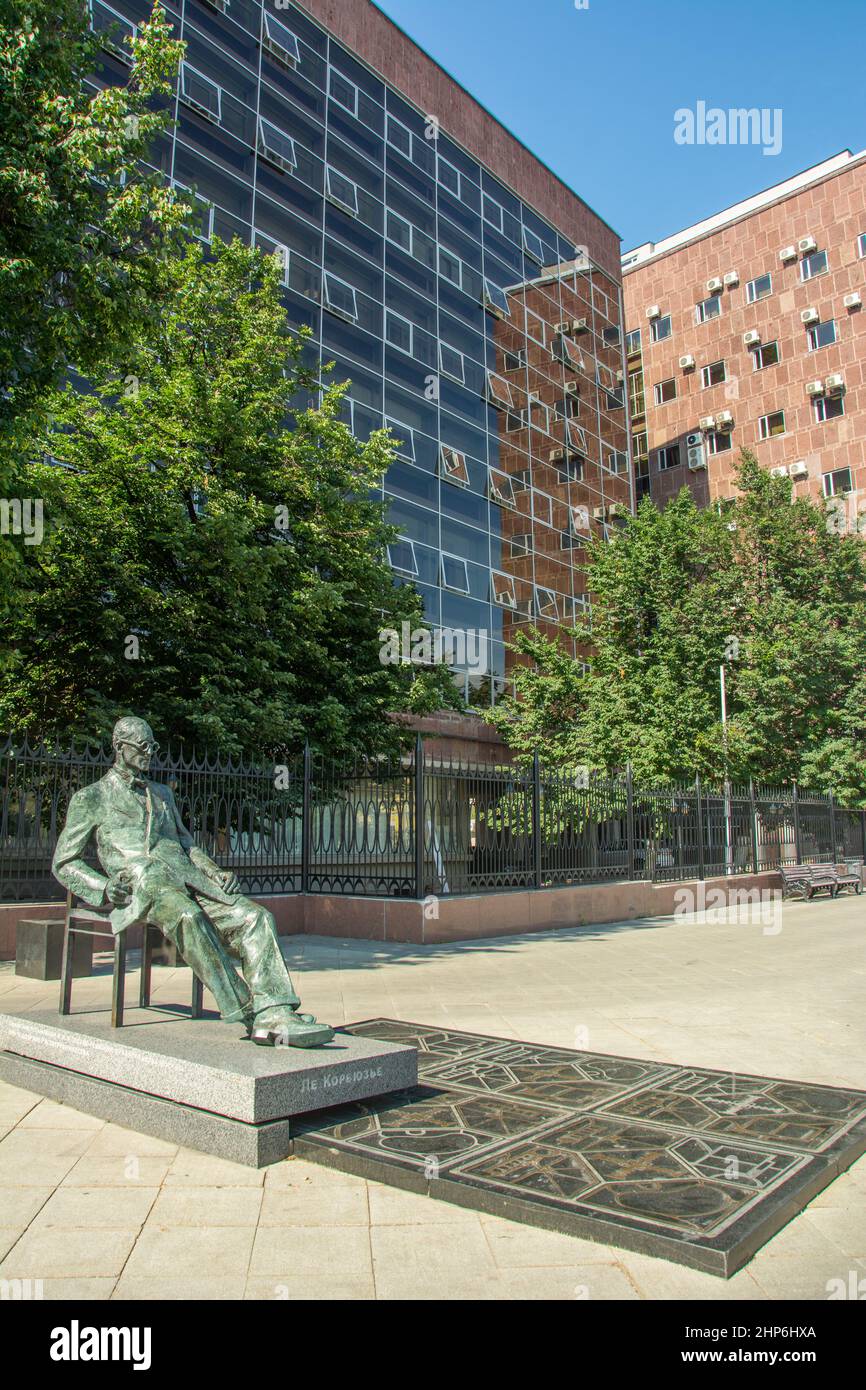 Statue of Swiss-French architect Charles-Edouard Jeannere Le Corbusier ...