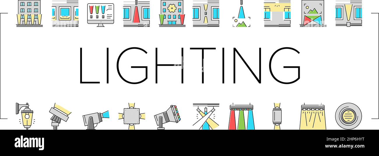 Facade Lighting Tool Collection Icons Set Vector Stock Vector Image ...