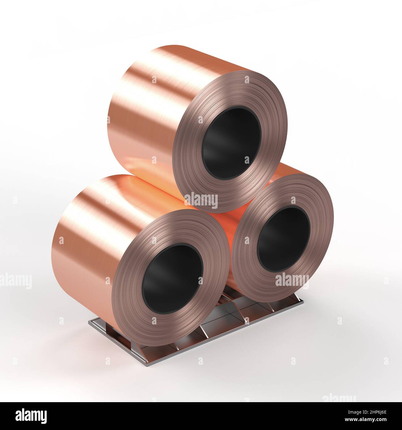 3d rendering roll of copper sheets or heap of copper tapes Stock Photo ...