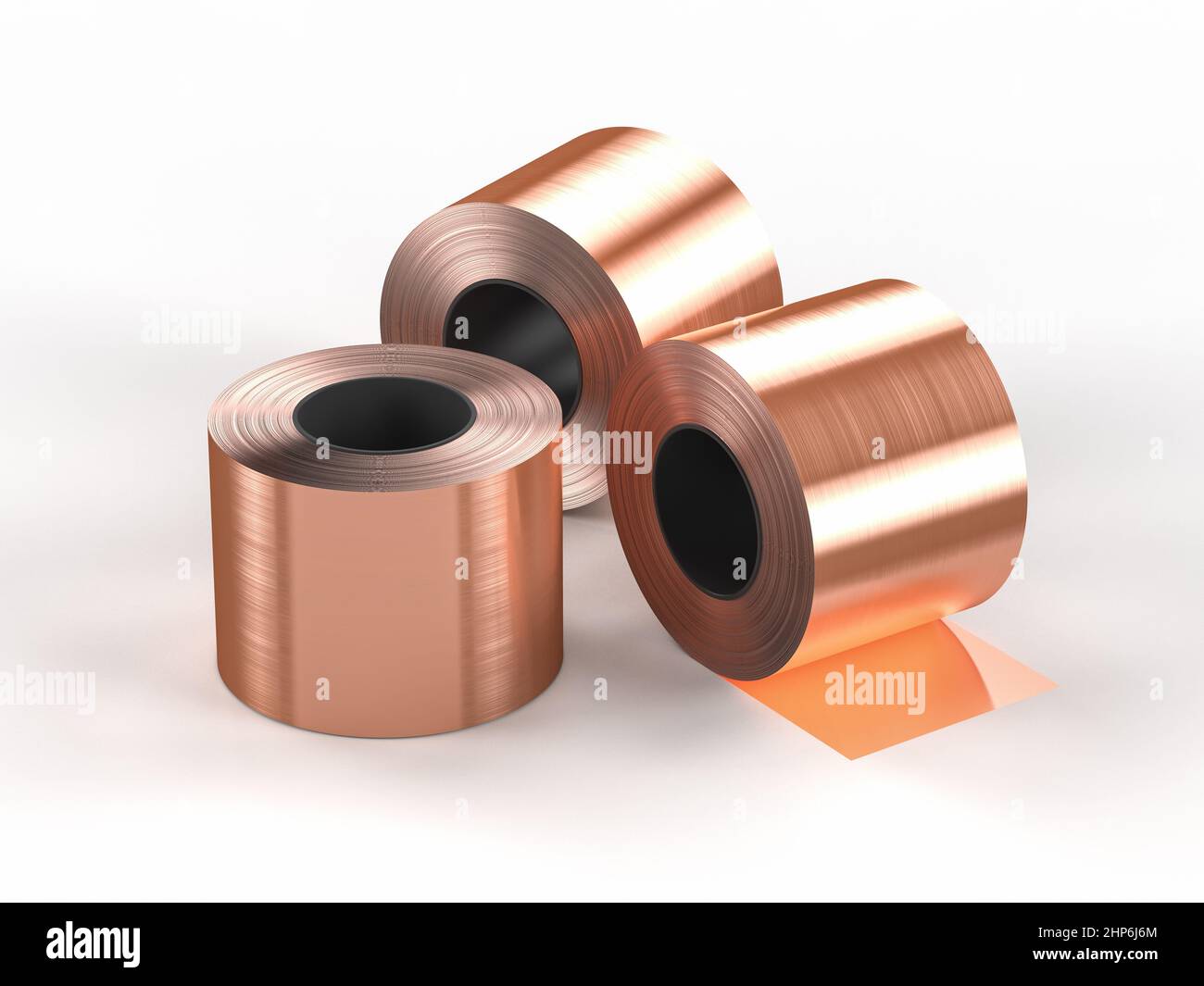 3d rendering roll of copper sheets or heap of copper tapes Stock Photo ...