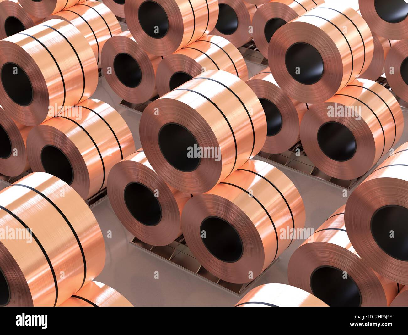3d rendering roll of copper sheets or heap of copper tapes Stock Photo ...