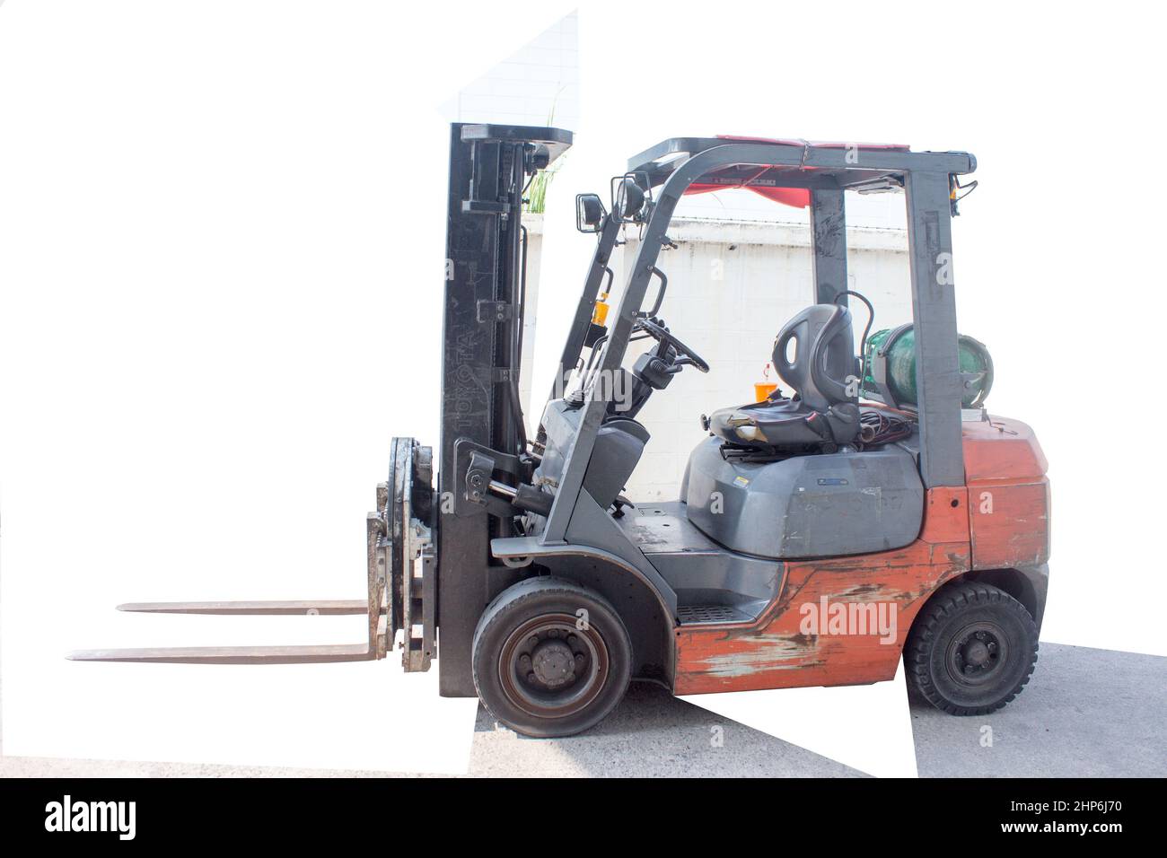 Forklift Lift truck isolated on white background Stock Photo - Alamy