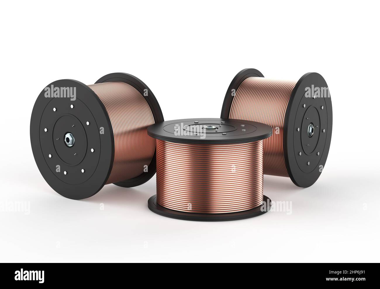 3d rendering roll of copper sheets or heap of copper tapes Stock Photo ...