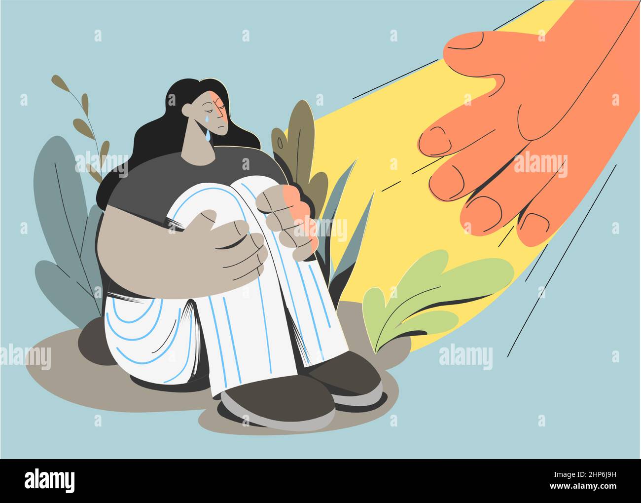 Woman crying mental health Stock Vector Images - Alamy