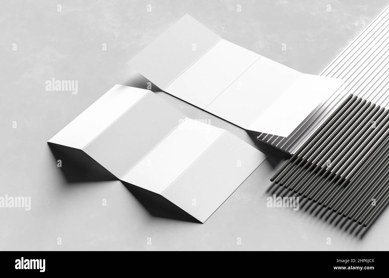 Four folded brochure mock up isolated on white background with modern ...