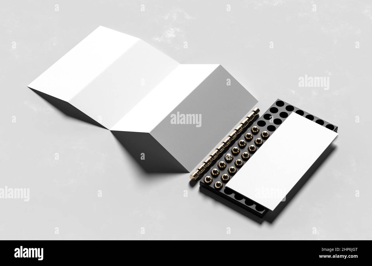 Four folded brochure mock up isolated on white background with modern ...