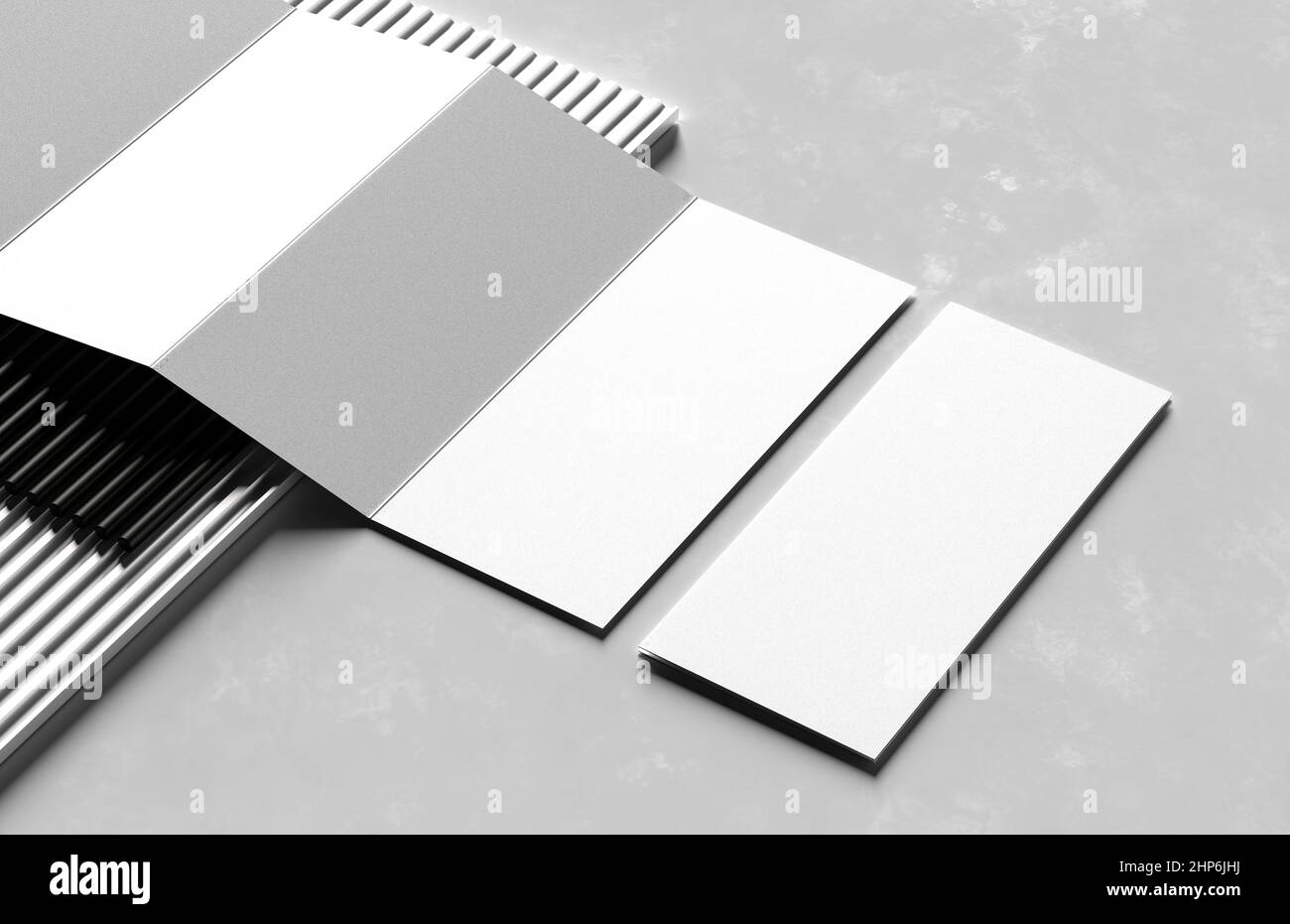 Four folded brochure mock up isolated on white background with modern ...