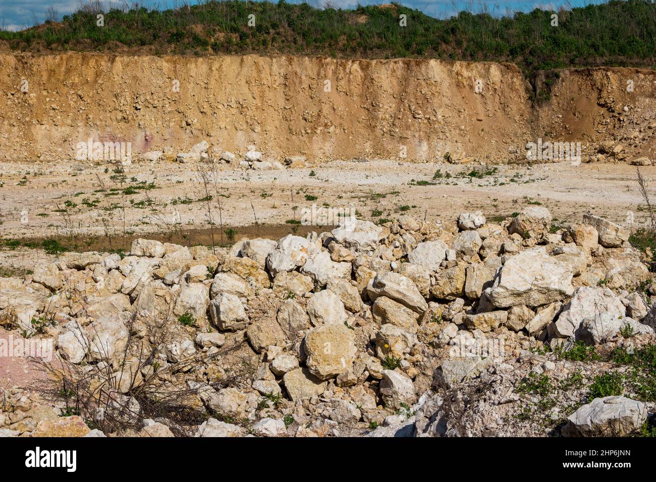 Blocks of white limestone rock in a stone quarry Stock Photo - Alamy
