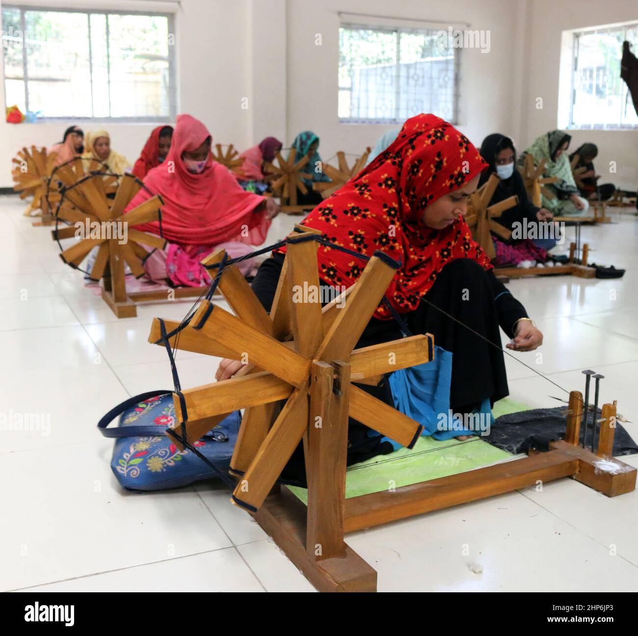 Workers are making sari with traditional tat in Rupganj outskirts of ...