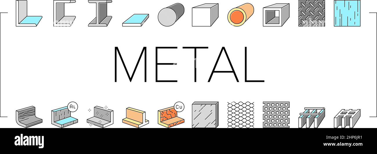 Metal Material Construction Beam Icons Set Vector Stock Vector Image ...