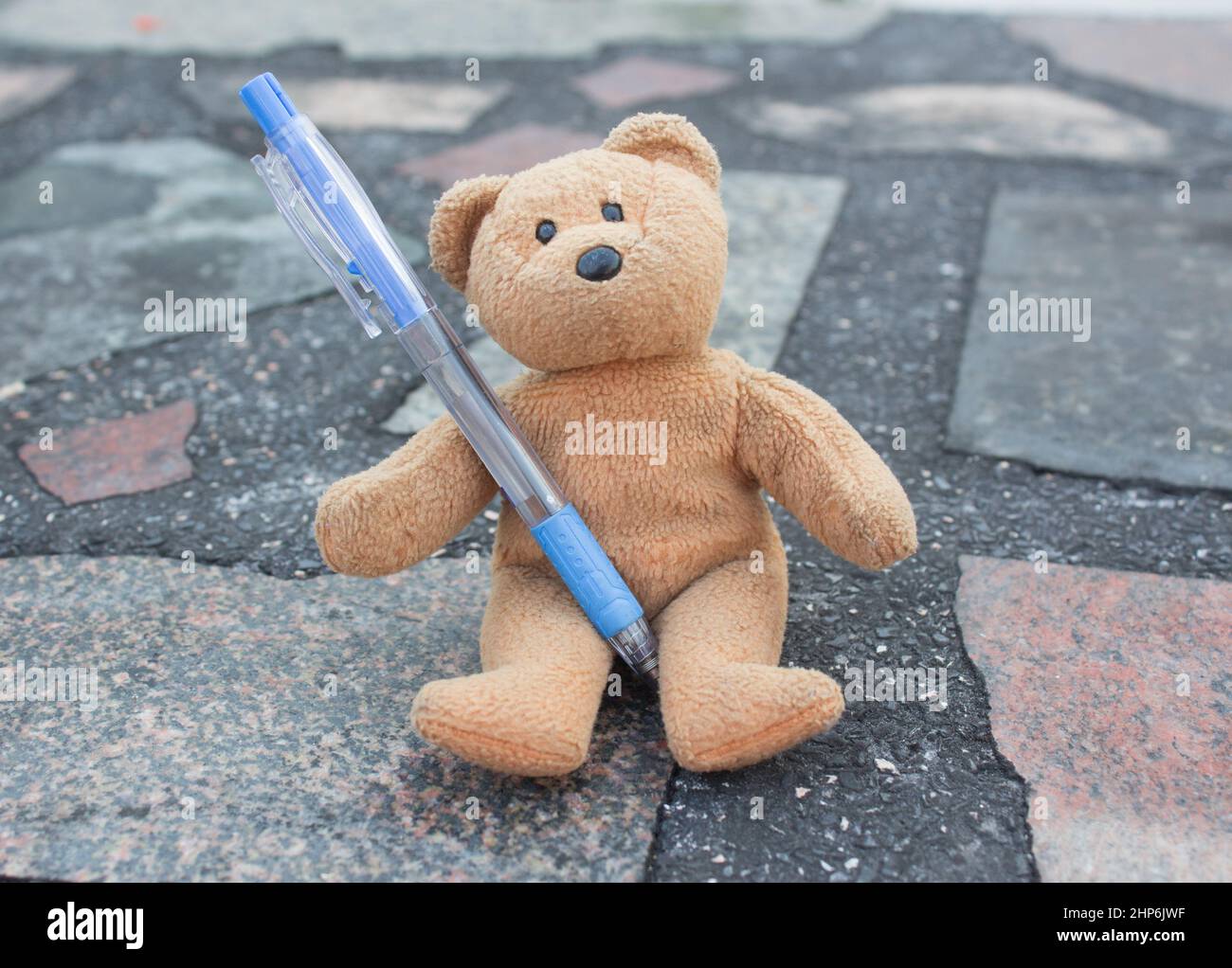 Teddy Bear with pen Stock Photo - Alamy