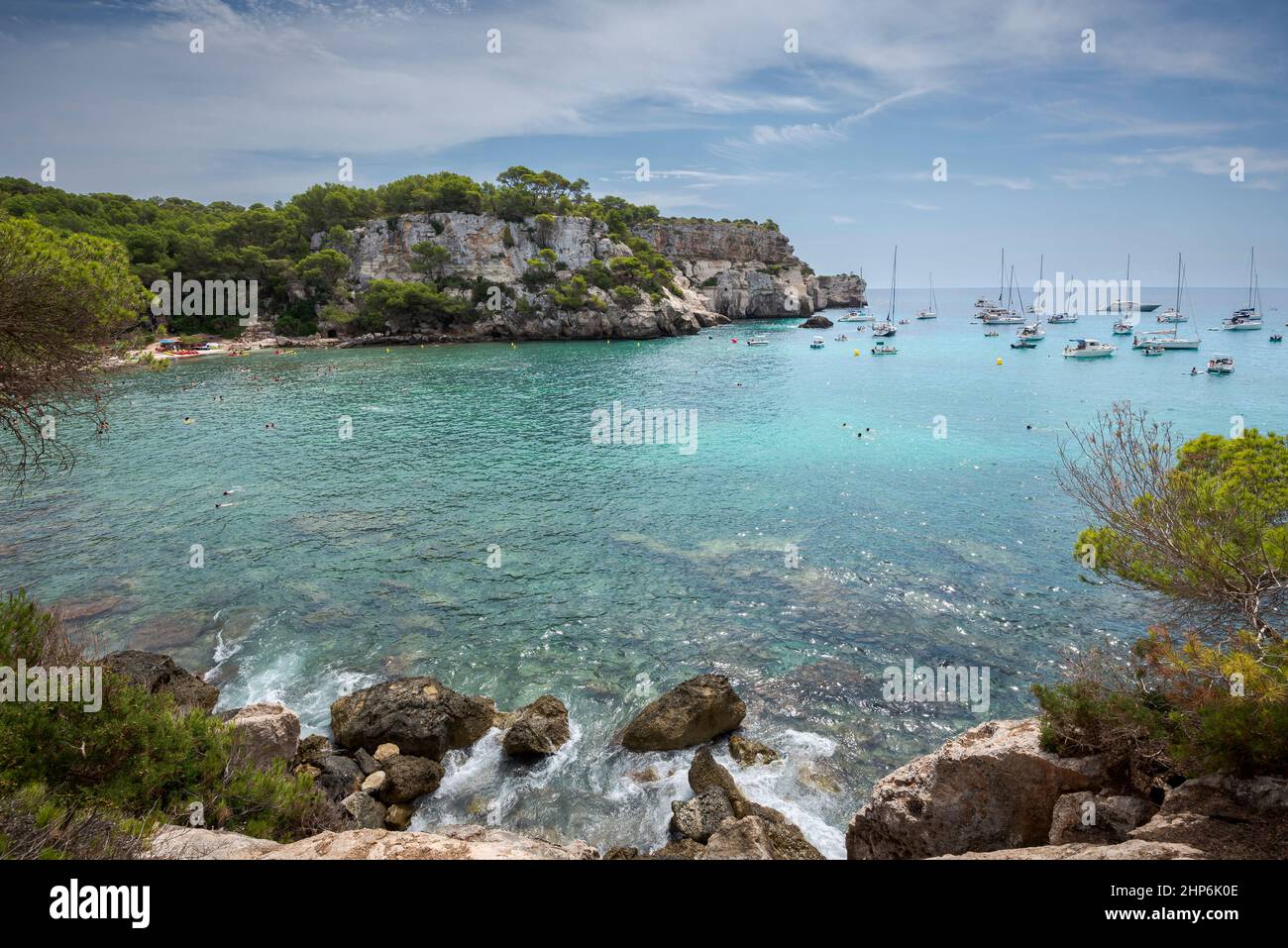 Views of Cala Macarella, in the municipality of Ciutadella de Menorca ...