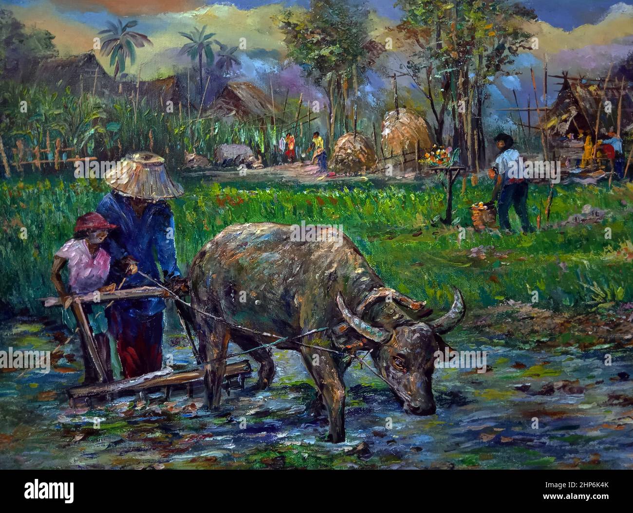 Art painting Oil color sky northeast Thailand Countryside ...