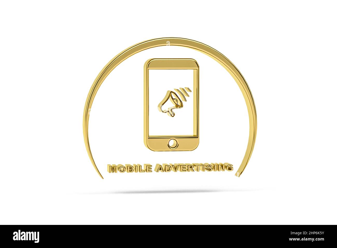 Golden 3d advertising icon isolated on white background - 3d render ...