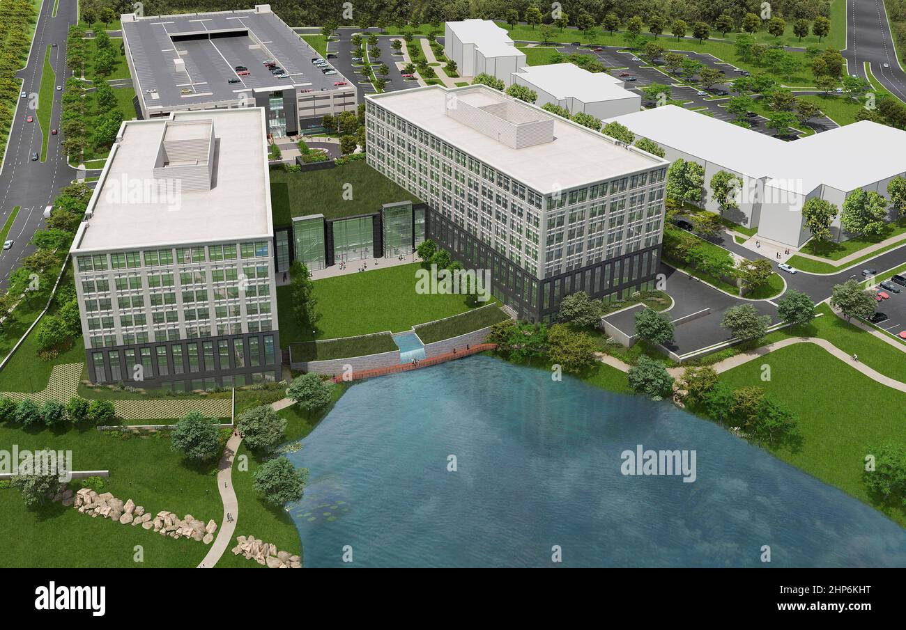 Illustration of the new National Cancer Institute Campus at Shady Grove ...