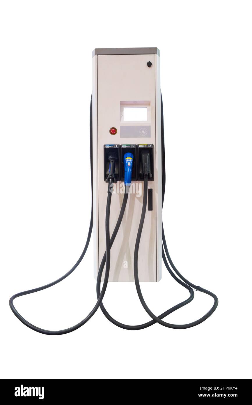 Electric charger machine for EV car, isolated on white background Stock ...