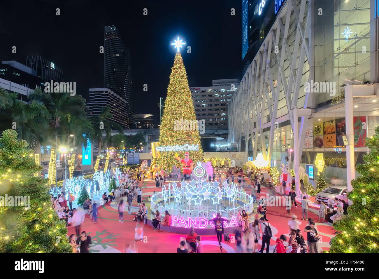 Bangkok-Thailand DEC 3 2019: Giant Christmas tree and Christmas theme decoration at Central ...