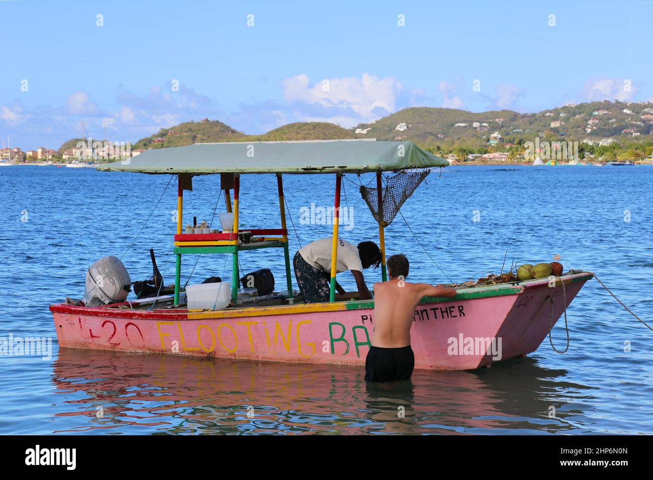 Pink Panther Floating Bar, Reduit Beach, Rodney Bay, Gros Islet, Saint ...