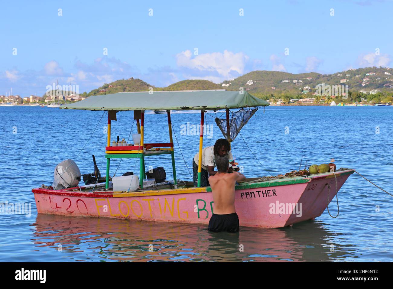 Pink Panther Floating Bar, Reduit Beach, Rodney Bay, Gros Islet, Saint ...
