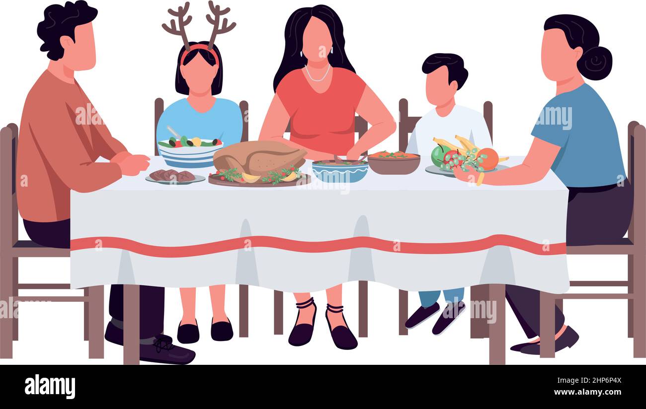 Family thanksgiving dinner full Stock Vector Images - Alamy