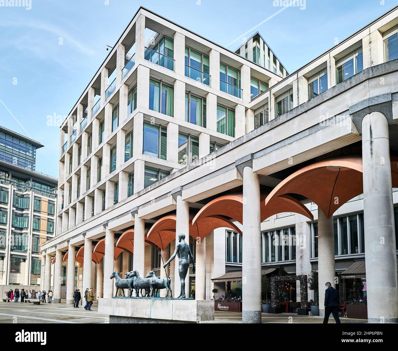 Sculpture of a shepherd and sheep outside the Stock Exchange ...