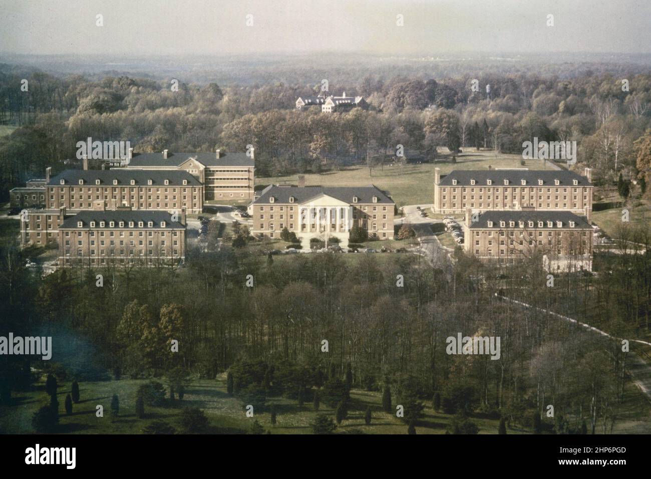 An overview of the NIH campus before the Clinical Center construction ...