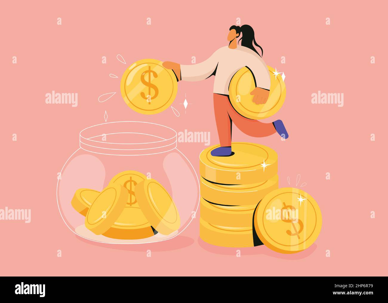 Woman growth money saving Stock Vector Images - Alamy