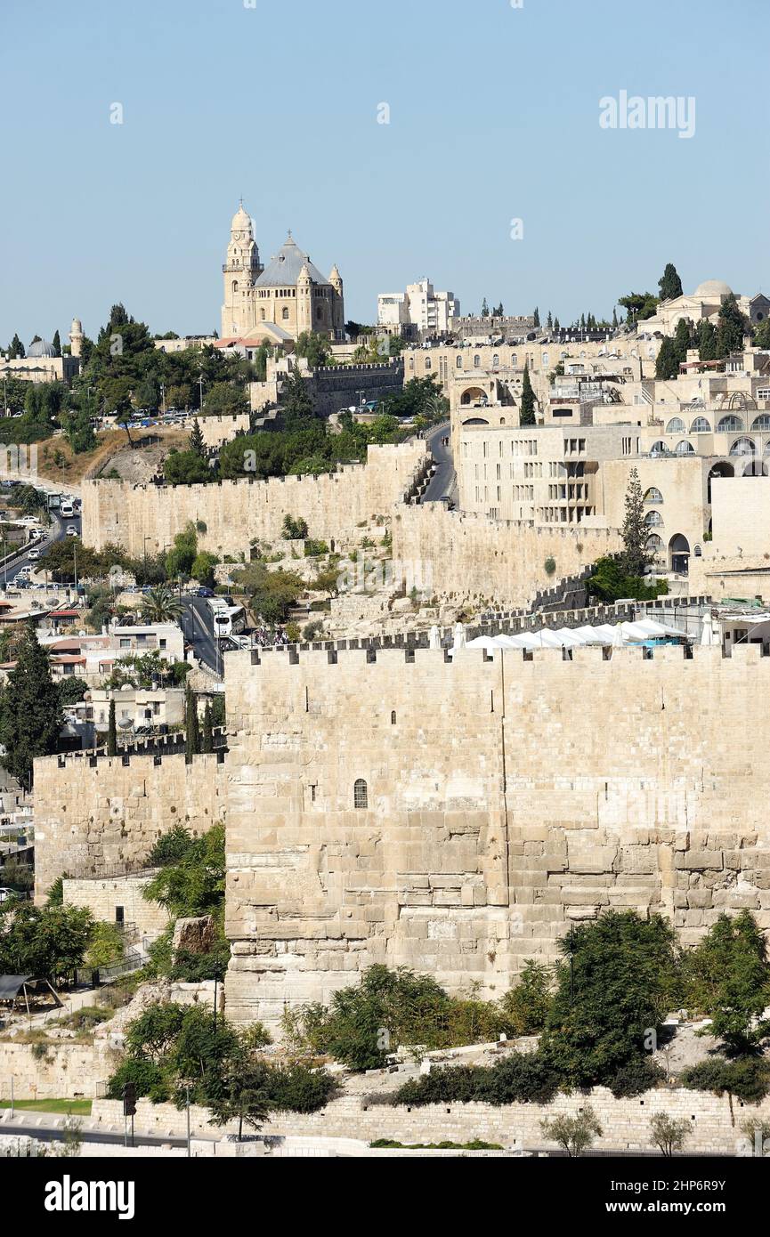 Jerusalem, view of the old city from the Mount of Olives Stock Photo ...
