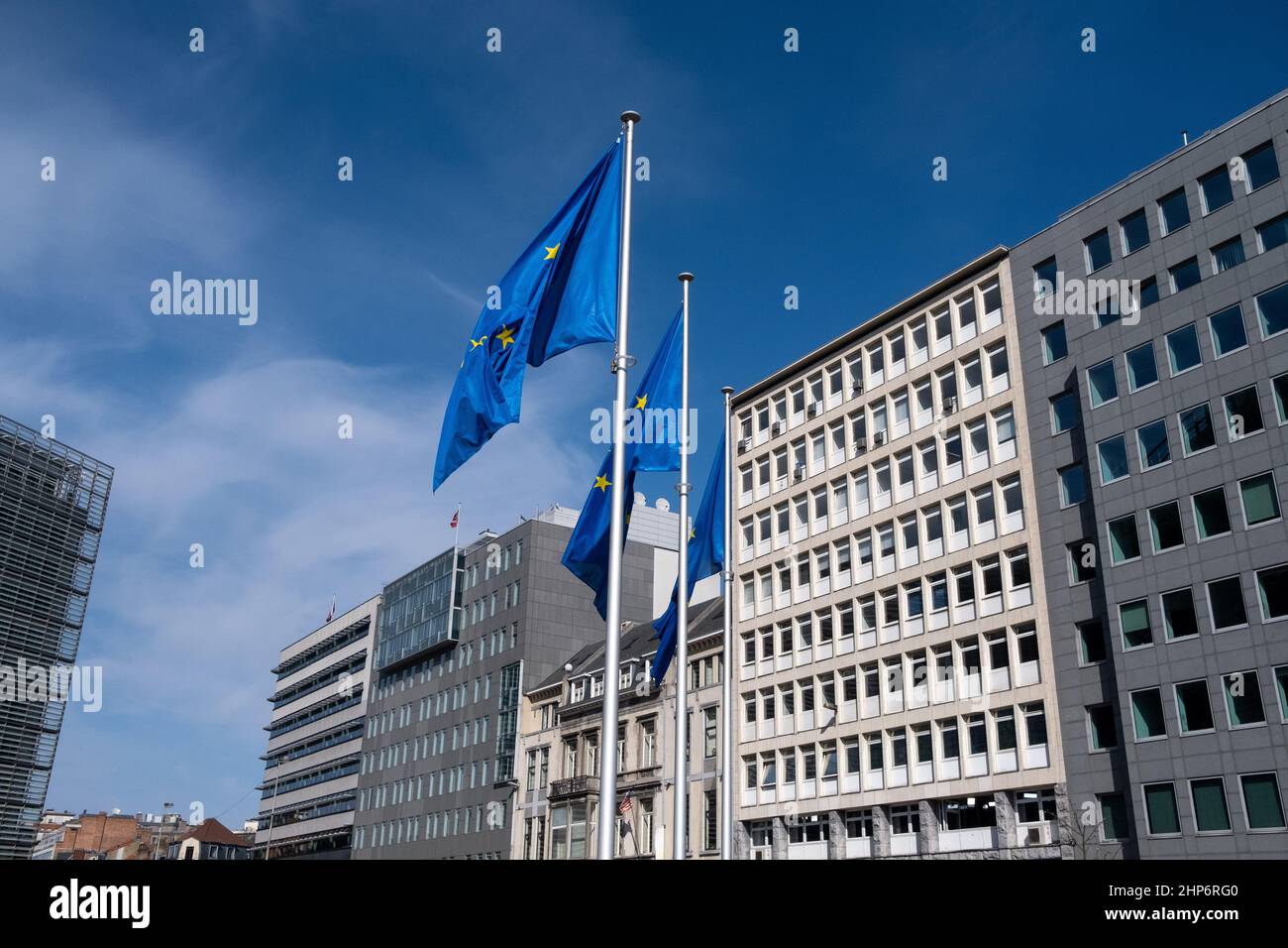 Belgium, Brussels, Spring 2021. The Berlaymont, headquarters of the ...