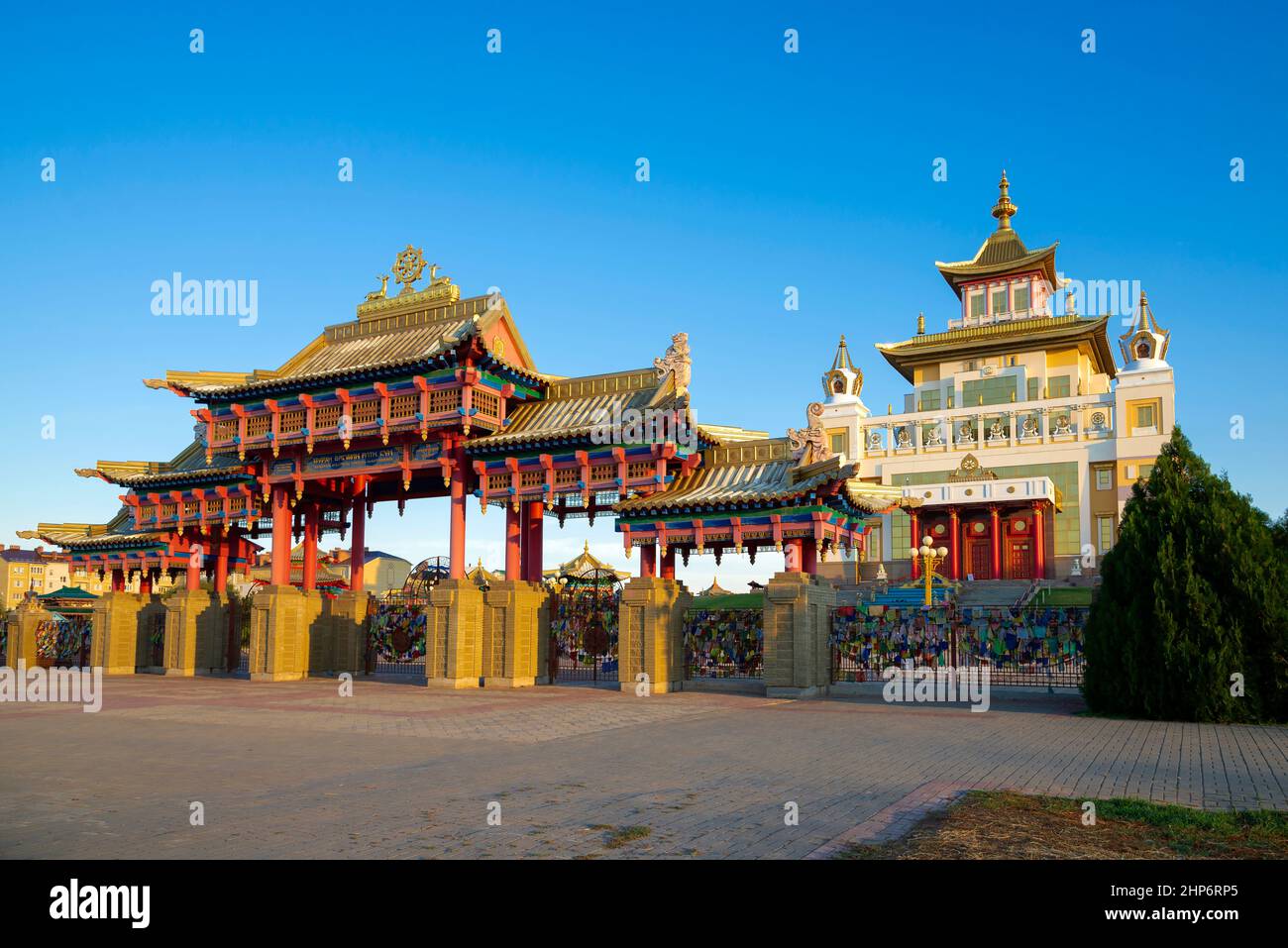 ELISTA, RUSSIA - SEPTEMBER 21, 2021: Gates of the Buddhist temple ...