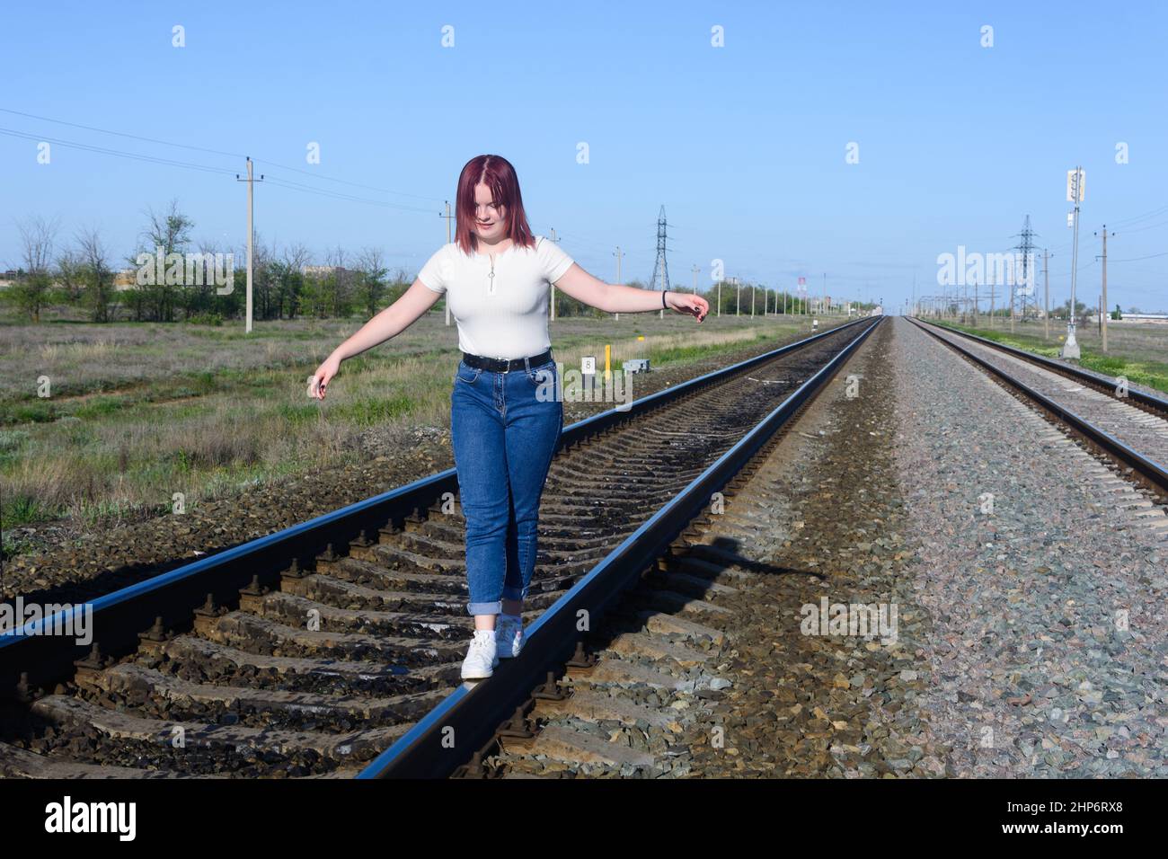 Girl in rails hi-res stock photography and images - Alamy