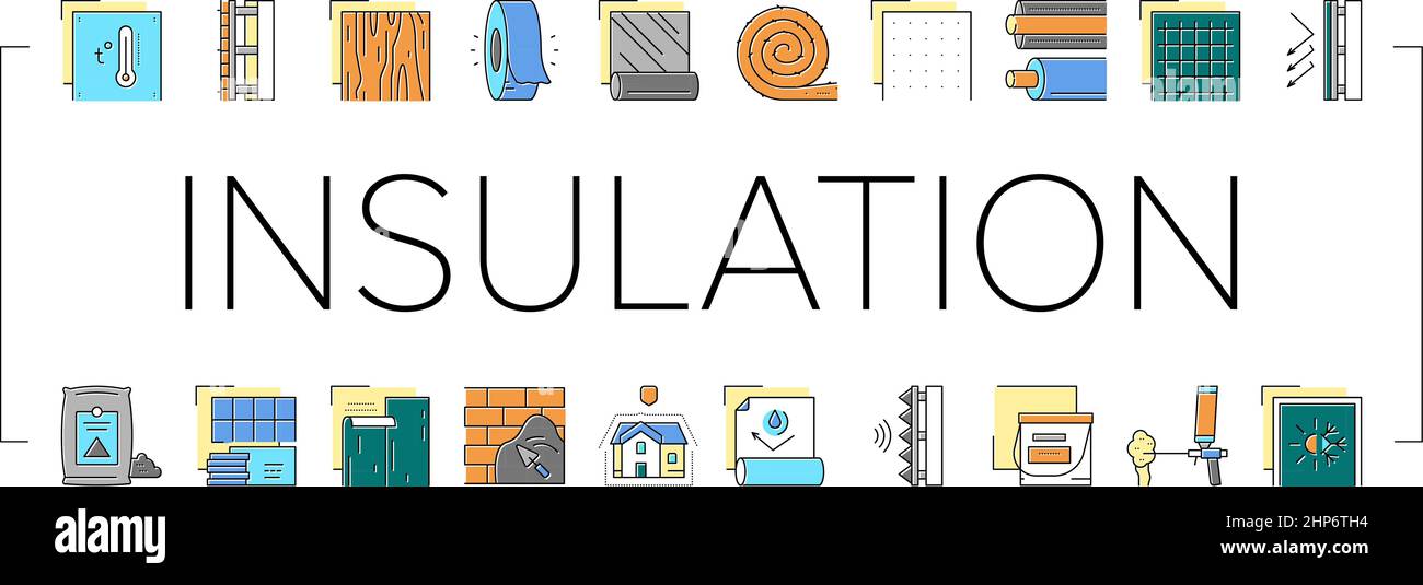 Insulation Building Collection Icons Set Vector Stock Vector Image ...