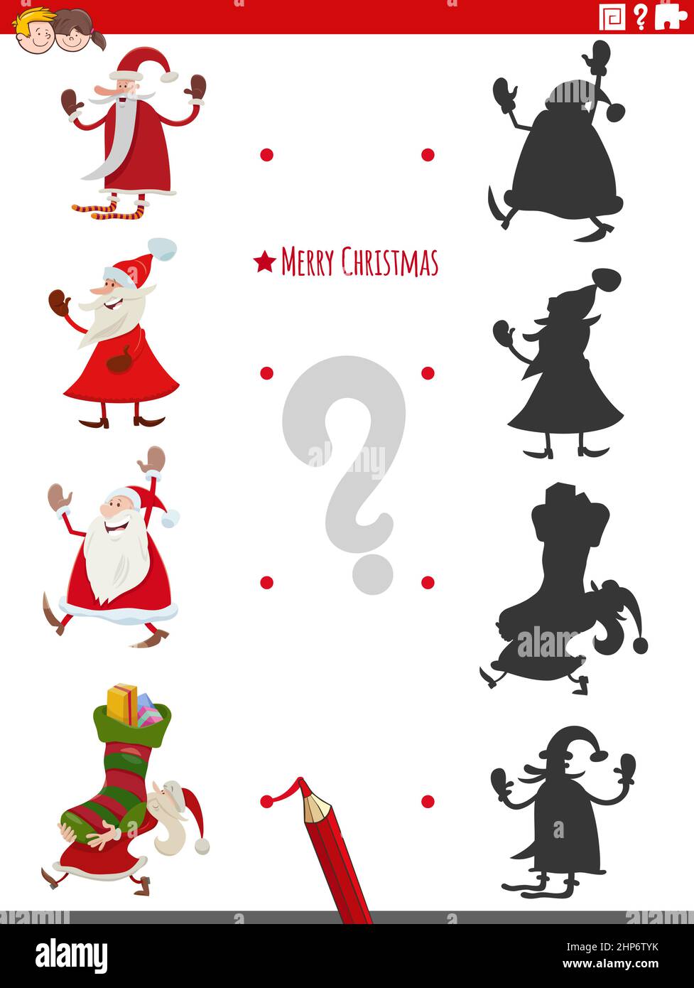 educational shadow task with cartoon Santa Claus Stock Vector Image ...