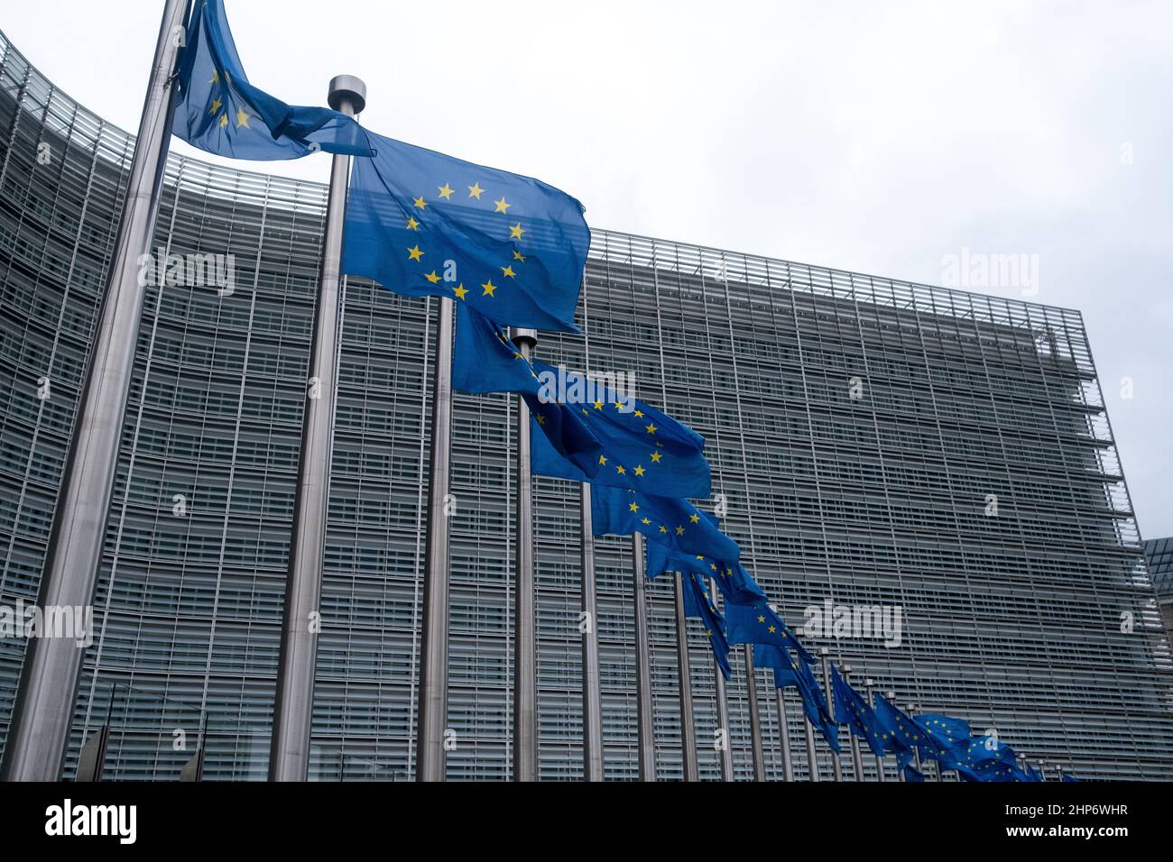 Belgium, Brussels, Spring 2021. The Berlaymont, headquarters of the ...