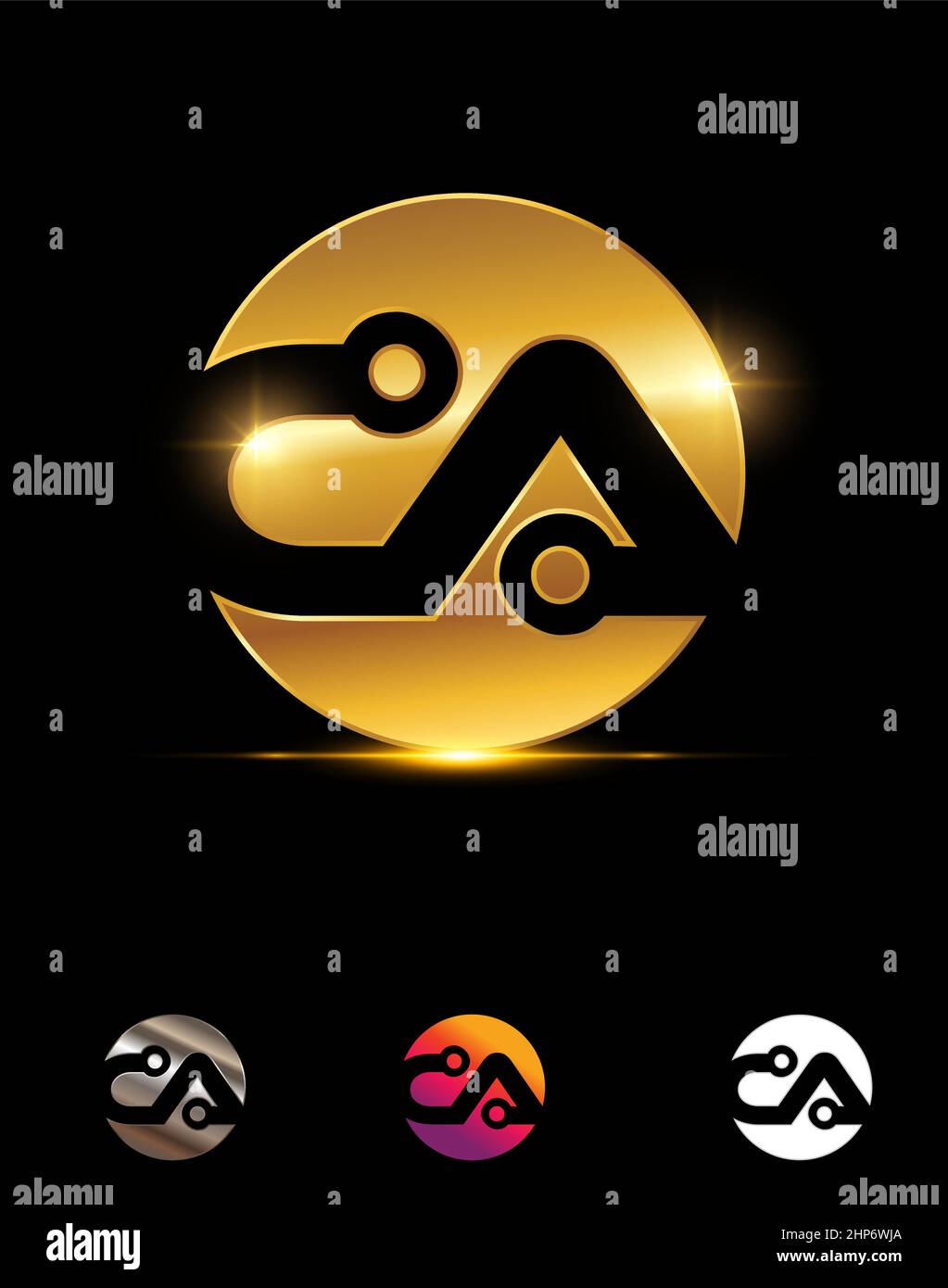 Golden CA Techno Monogram Sign Stock Vector Image & Art - Alamy