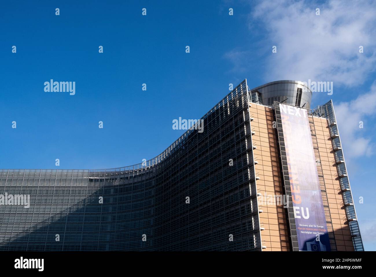 Belgium, Brussels, Spring 2021. The Berlaymont, headquarters of the ...