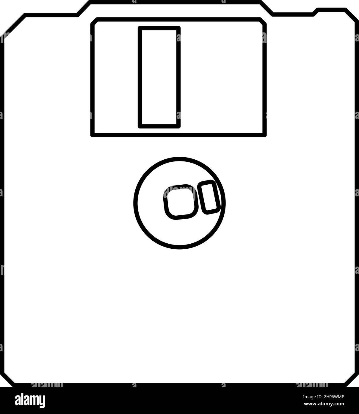 Diskette floppy disk storage concept contour outline icon black color ...