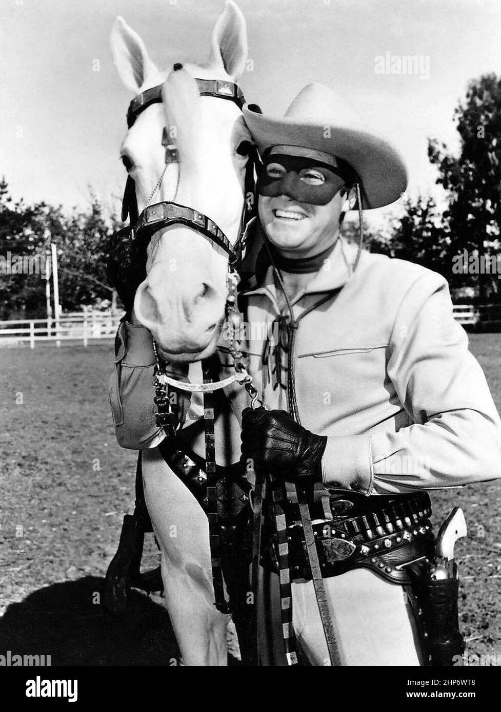 Photo of Clayton Moore as the Lone Ranger and Silver Stock Photo - Alamy