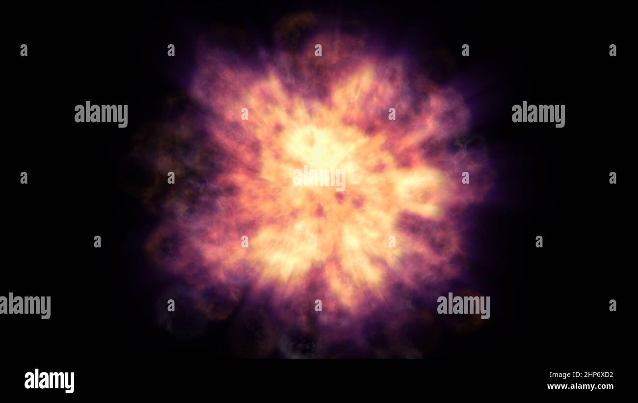 fire flame ball explosion in space, abstract illustration Stock Photo ...