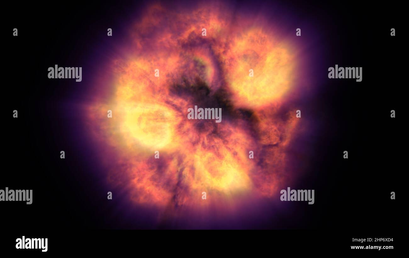 fire flame ball explosion in space, abstract illustration Stock Photo ...