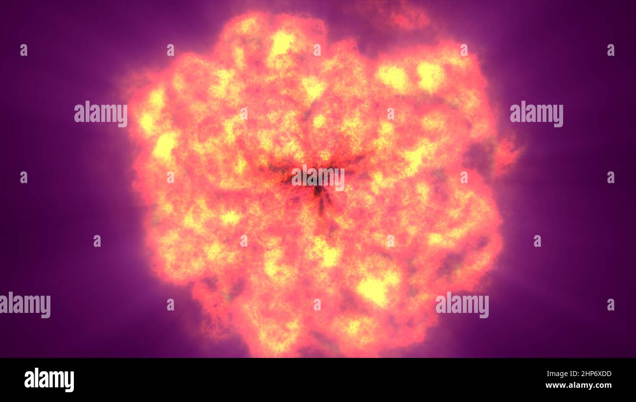 fire flame ball explosion in space, abstract illustration Stock Photo ...