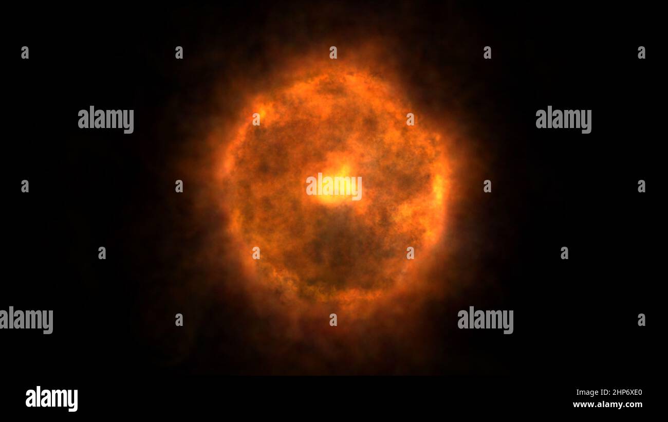 fire flame ball explosion in space, abstract illustration Stock Photo ...