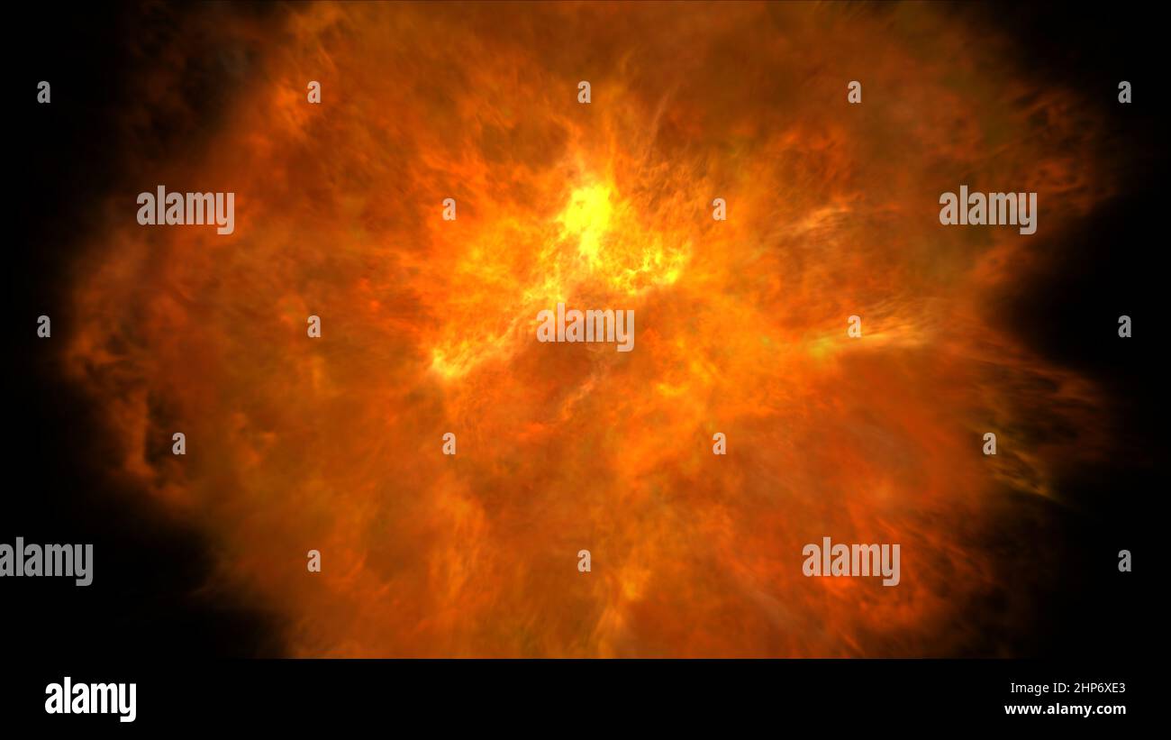 fire flame ball explosion in space, abstract illustration Stock Photo ...