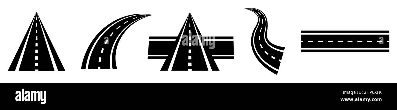 Set of car road icons. Highway symbol. Road sign. Vector illustration ...
