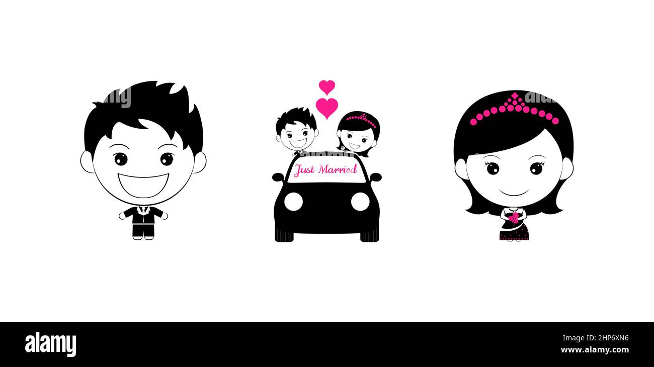 illustration of wedding couple clipart character, or birthday party ...