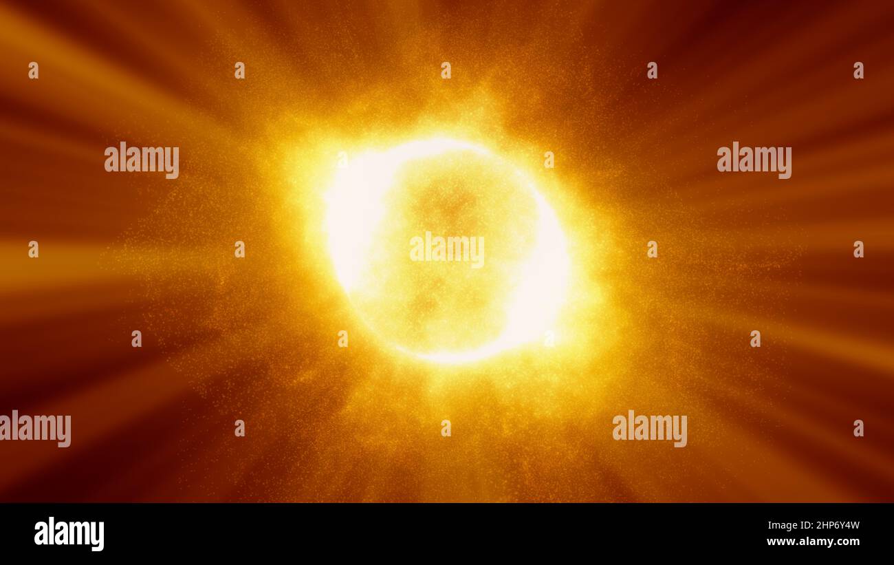 Abstract particles sun solar flare particles illustration 3d render ...