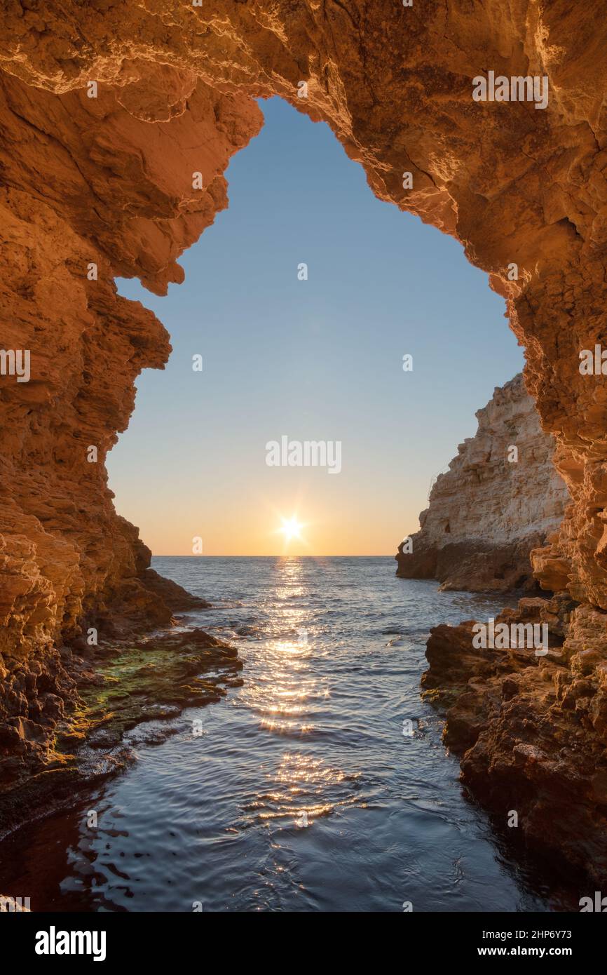 Inside of mainsail. Beautiful nature grotto seascape composition Stock ...